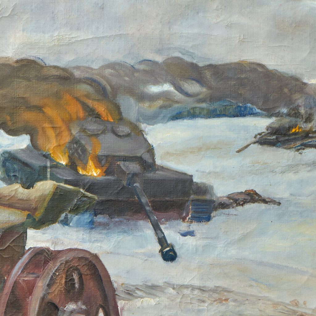 Original Soviet Union Cold War 1984 Dated Oil Painting of Wounded WWII ...