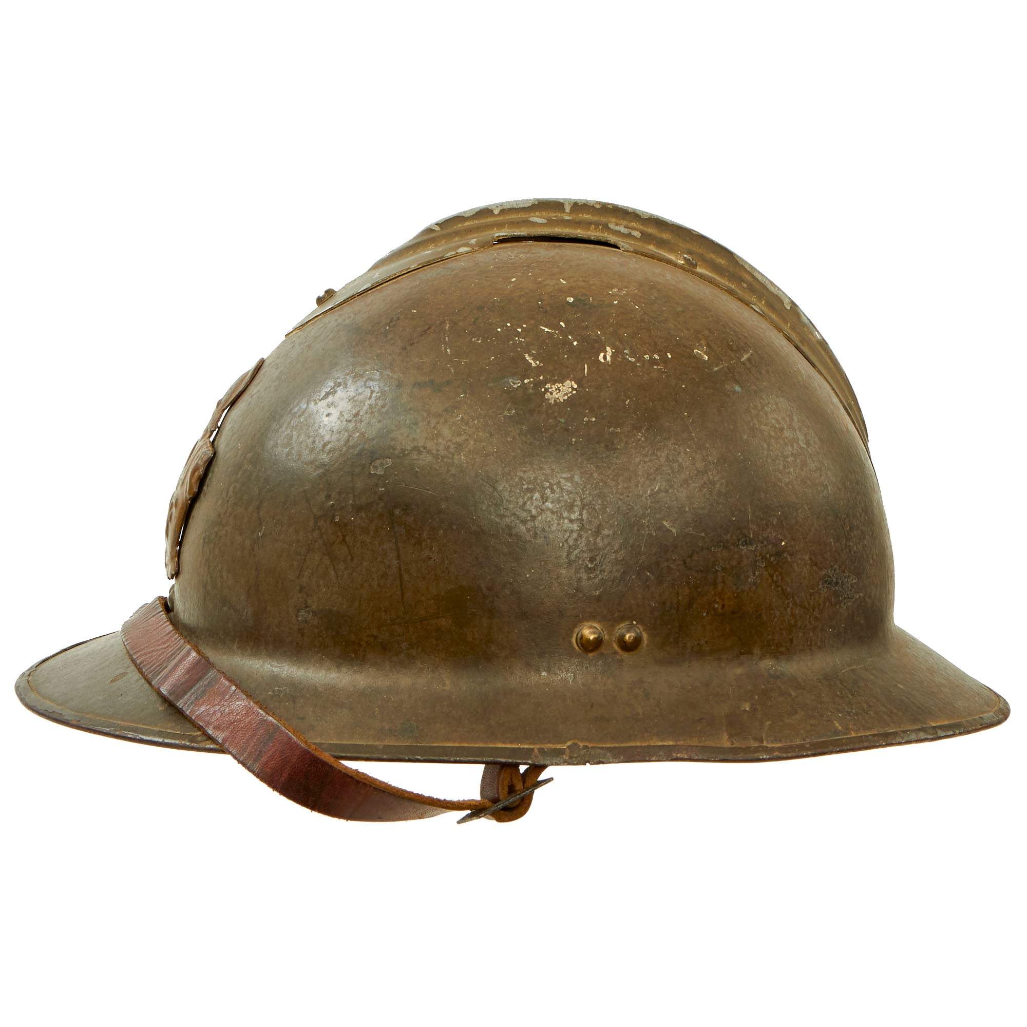 Original WWII French Complete Model 1926 Adrian Engineer Helmet with L ...