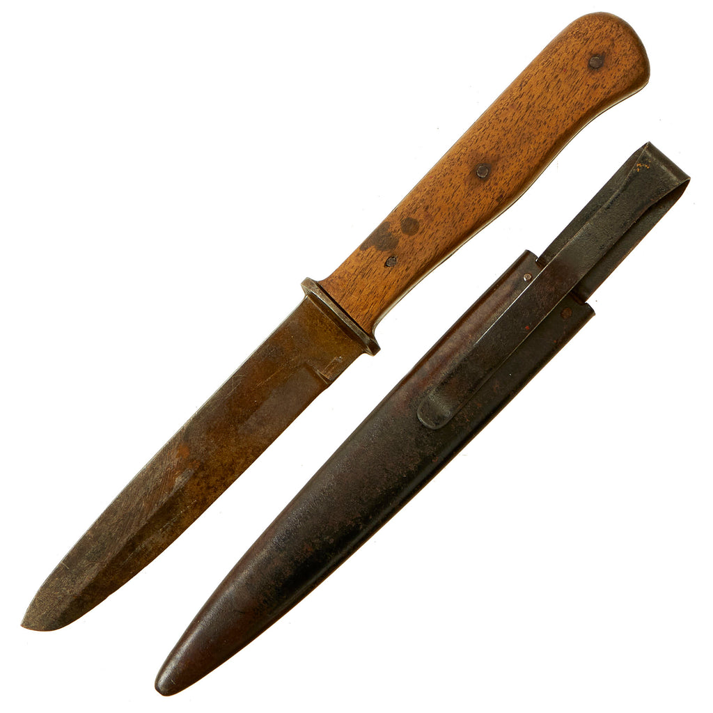Original German WWII Wood Handle Nahkampfmesser Trench Fighting Knife ...