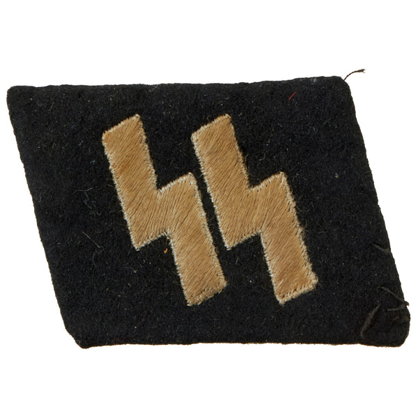 Original German WWII SS EM/NCO Double Sig Rune Collar Tab with SS RZM ...
