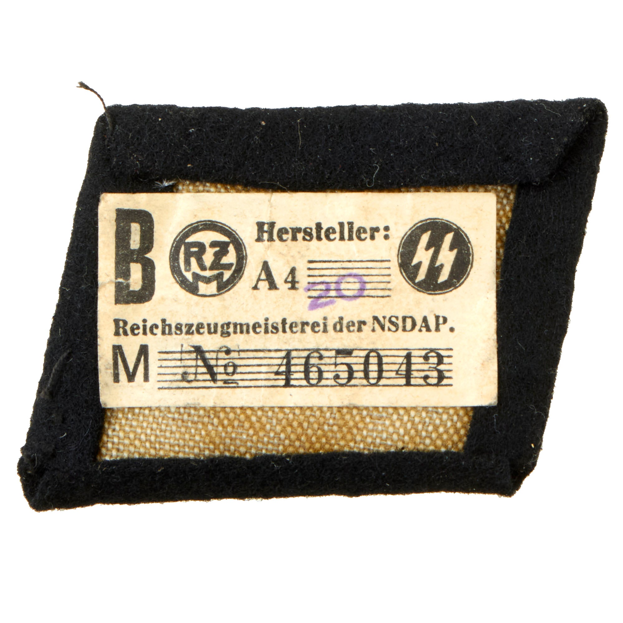 Original German WWII SS EM/NCO Double Sig Rune Collar Tab with SS RZM ...