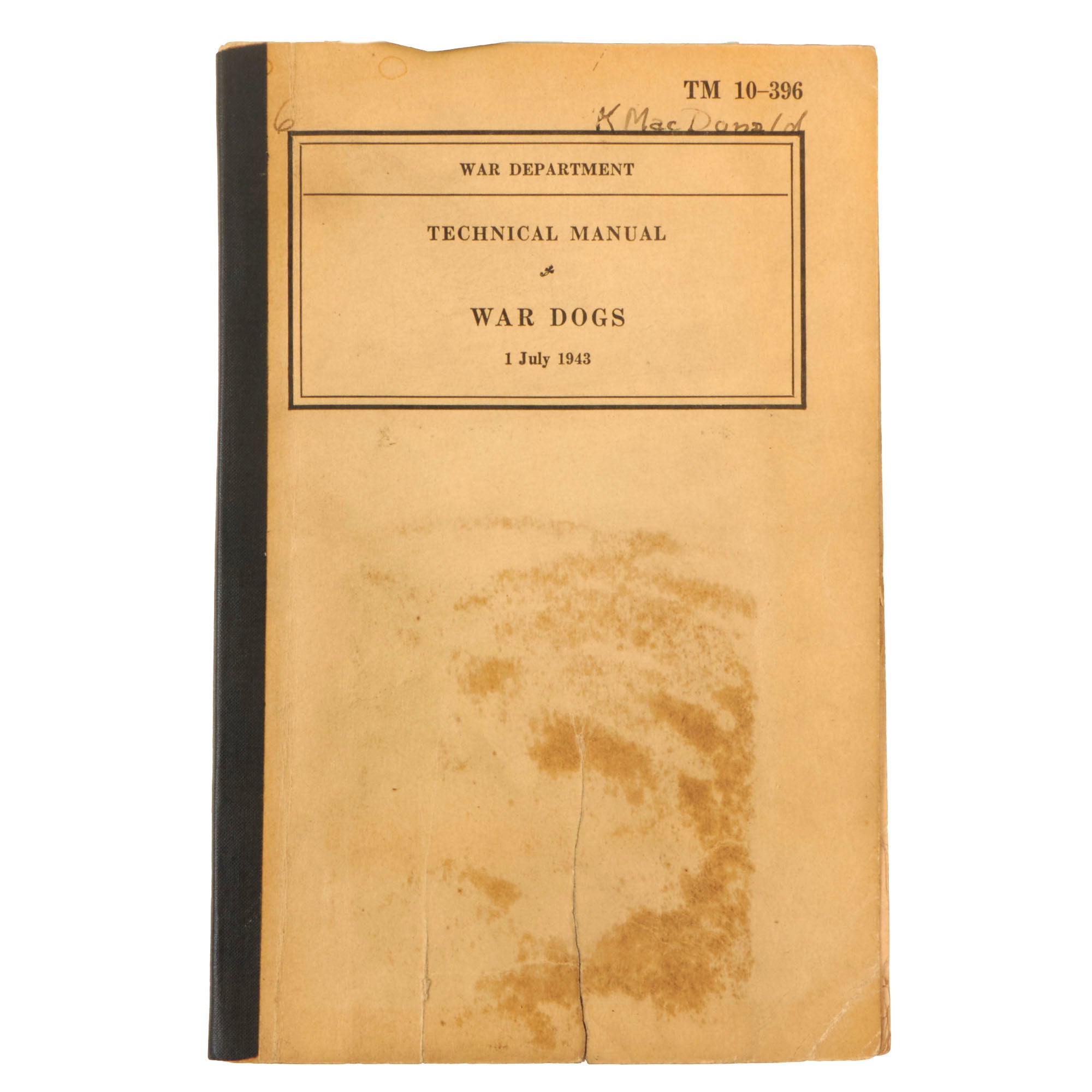 Original U.S. WWII K-9 Corps War Dog Technical Manual, Discharge Paper ...