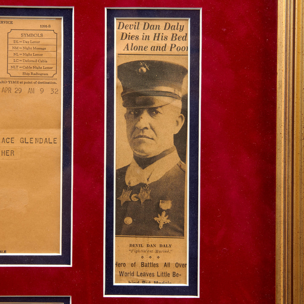 Original U.S. Post WWI Framed Display For US Marine Medal of Honor Rec – International Military ...