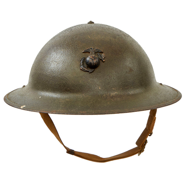 Original U.S. Marine Corps Early WWII USMC M1917A1 Kelly Helmet With T ...