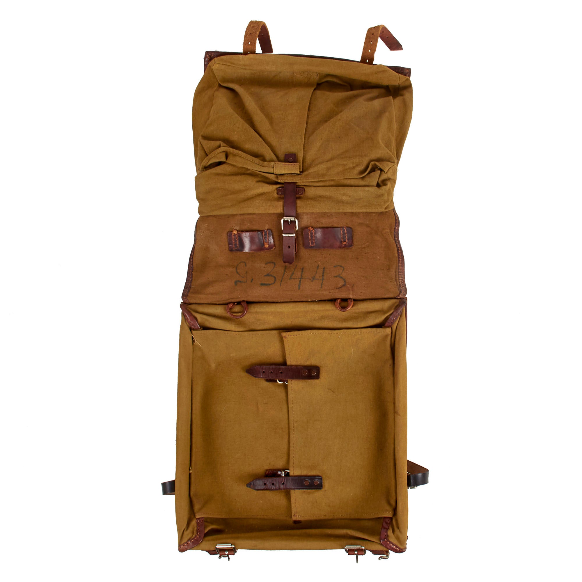 Original German WWII Tornister 34 Cowhide Backpack with Shoulder Straps ...
