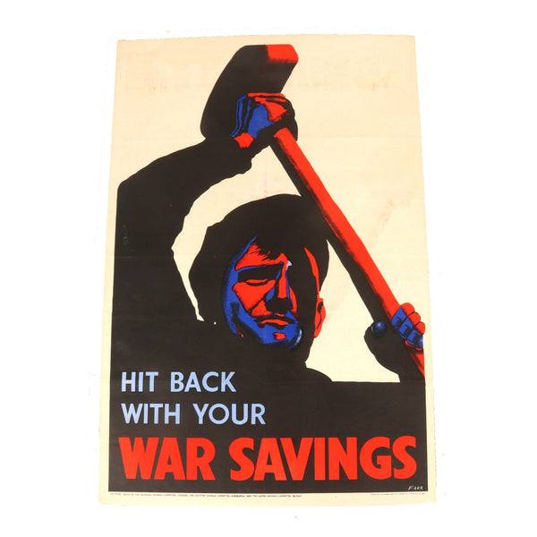 Original British WWII “Hit Back with your War Savings” Propaganda Post ...