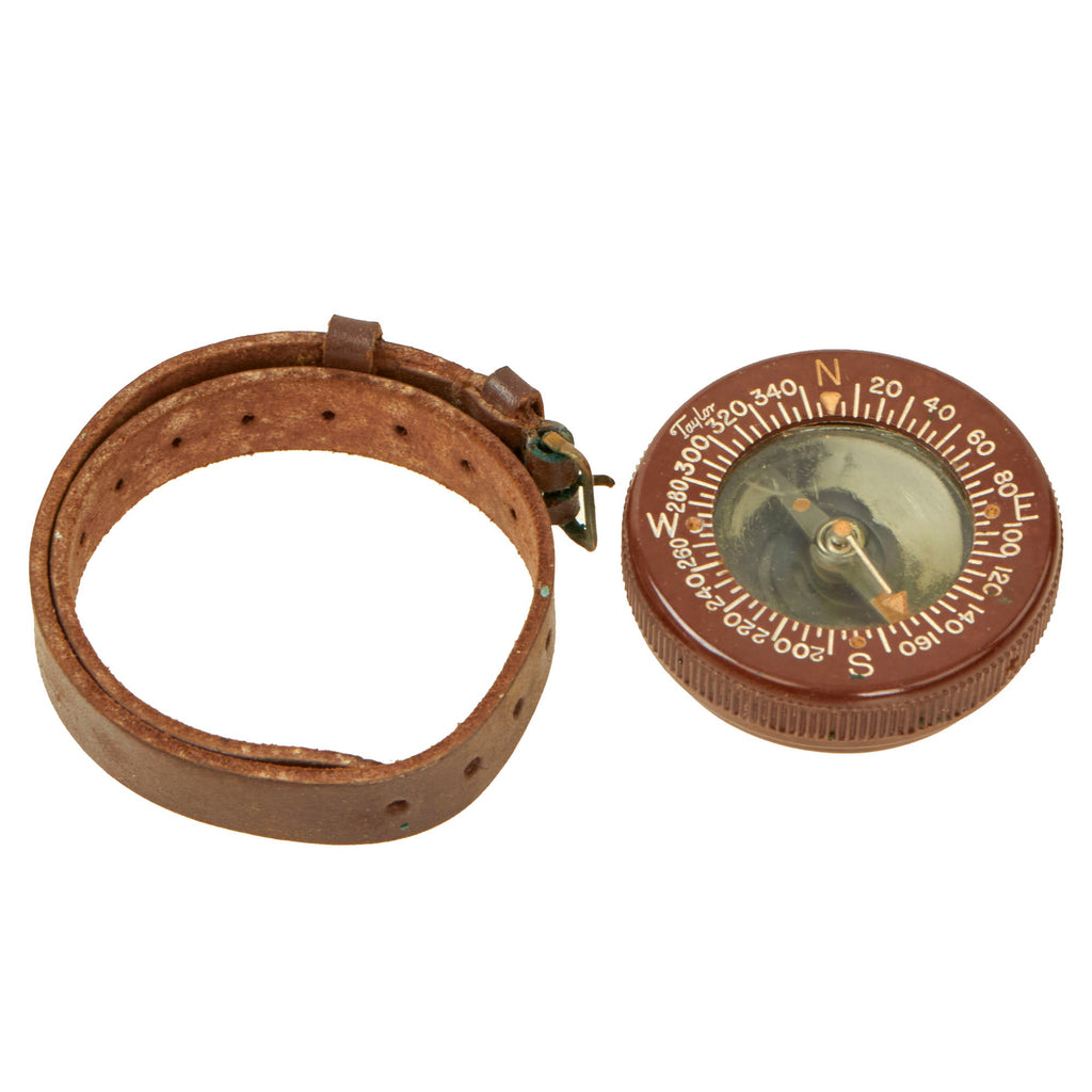 Original U.S. WWII Paratrooper Wrist Compass by Taylor with Leather Wr ...