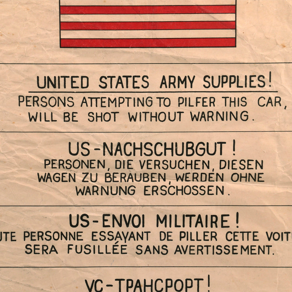 Original U.S. WWII Framed Occupation Railway Security Poster in Five L ...