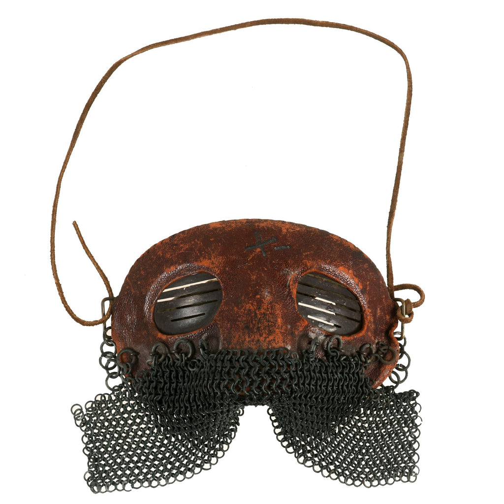 Original British WWI Tanker Leather Covered Splatter Mask with Chainma ...