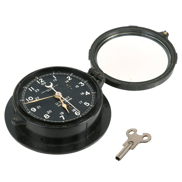 Original U.S. WWII US Navy 24 Hour Ship’s Clock by the Chelsea Clock C ...