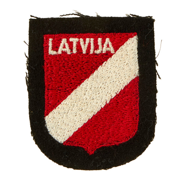 Original German WWII Embroidered Waffen SS Latvian Volunteer Shield Sl ...