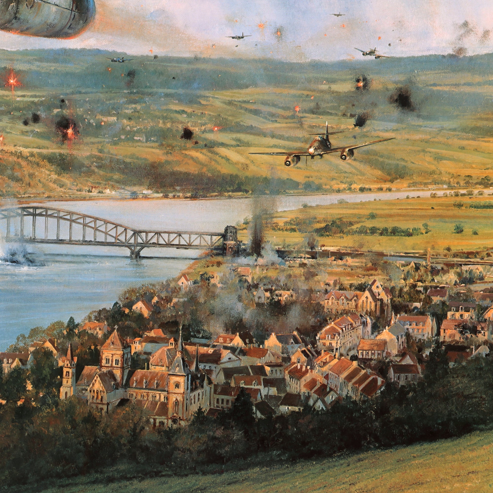Original Artwork Print: “The Bridge at Remagen” Painting of German Jet ...