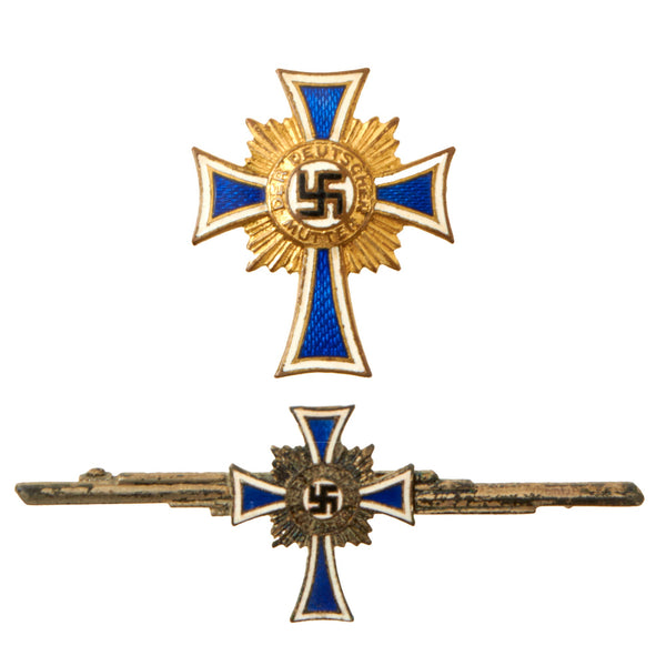 Original German WWII Set of Two Mother’s Cross Lapel Pins - (1) Gold ...