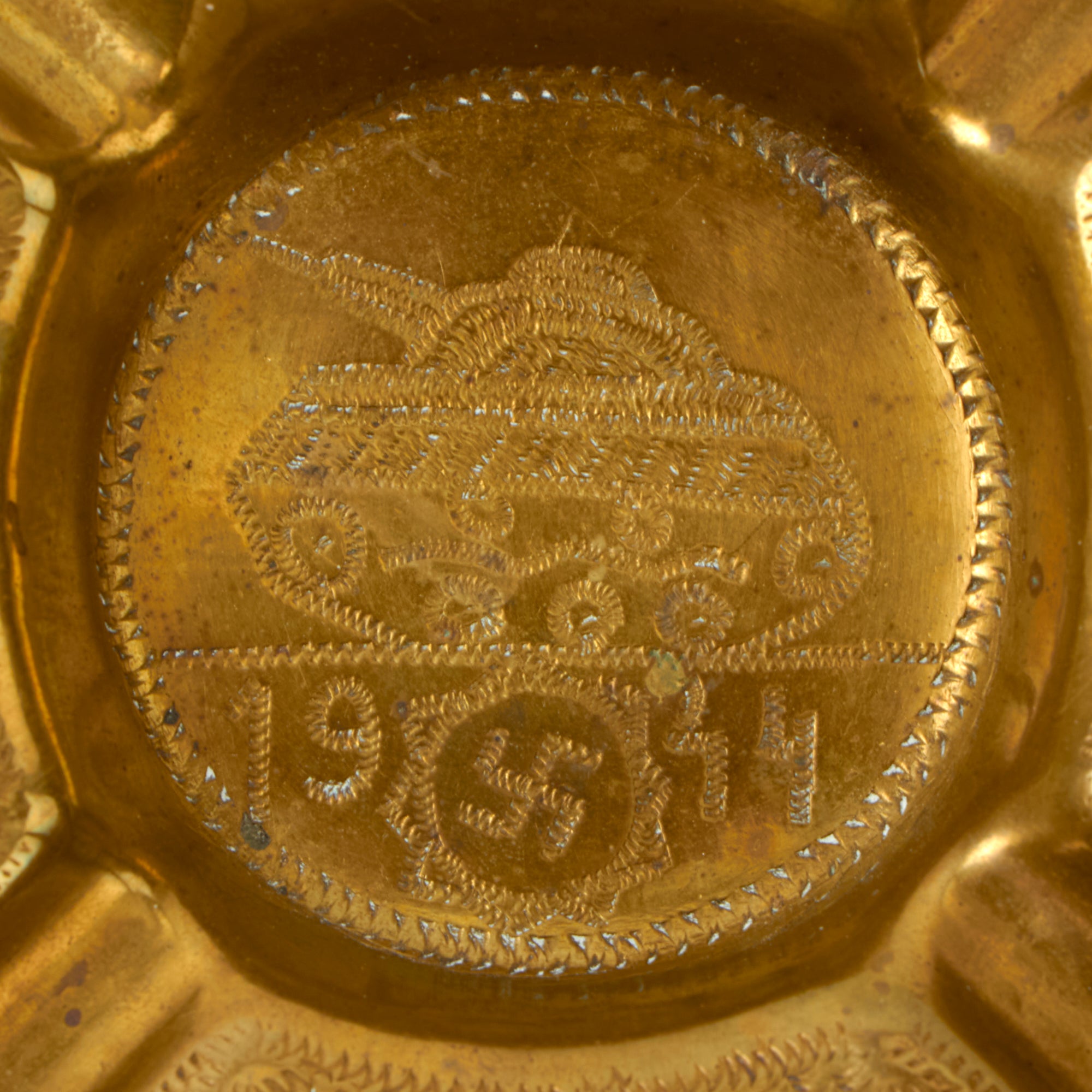 Original German WWII Panzer Tank Trench Art Brass Ashtray with Eastern ...