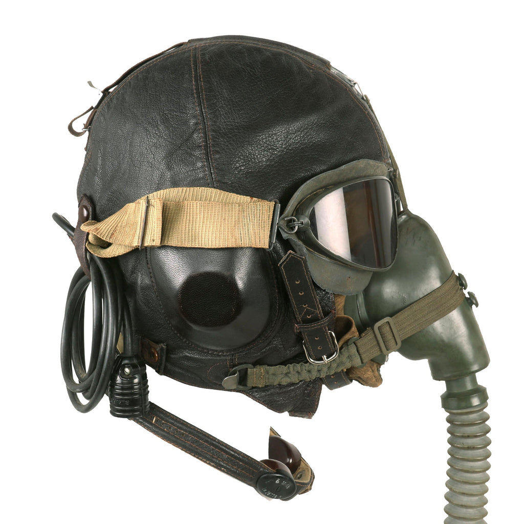 Original German WWII Luftwaffe LKpW101 Leather Winter Flying Helmet wi ...