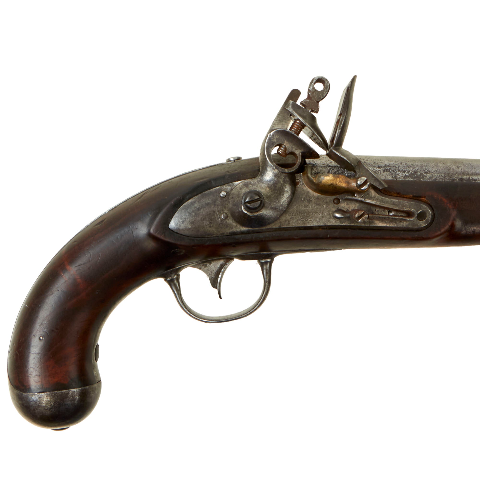 Original U.S. Model 1836 Flintlock Cavalry Pistol by Robert Johnson wi ...