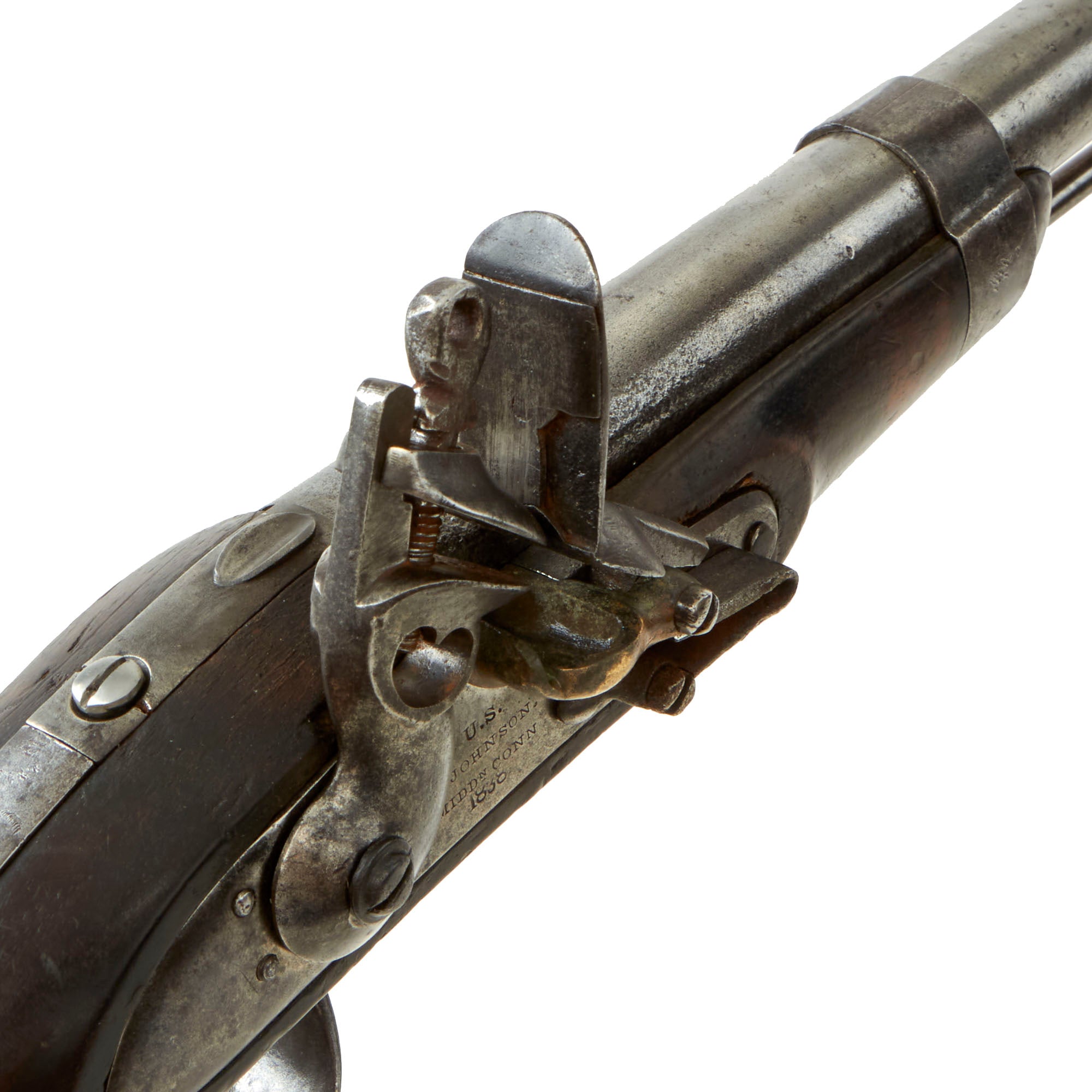 Original U.S. Model 1836 Flintlock Cavalry Pistol by Robert Johnson wi ...