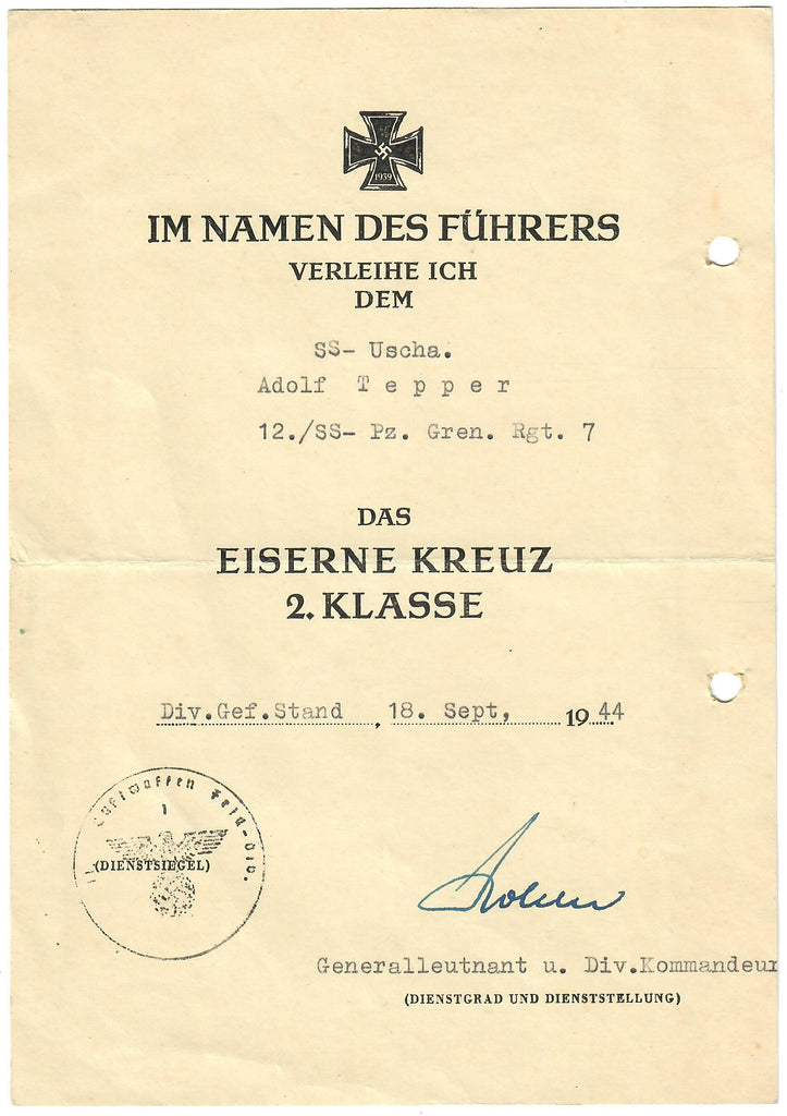 Original German WWII Award, Document & Photo Set of Brothers Adolf & W ...