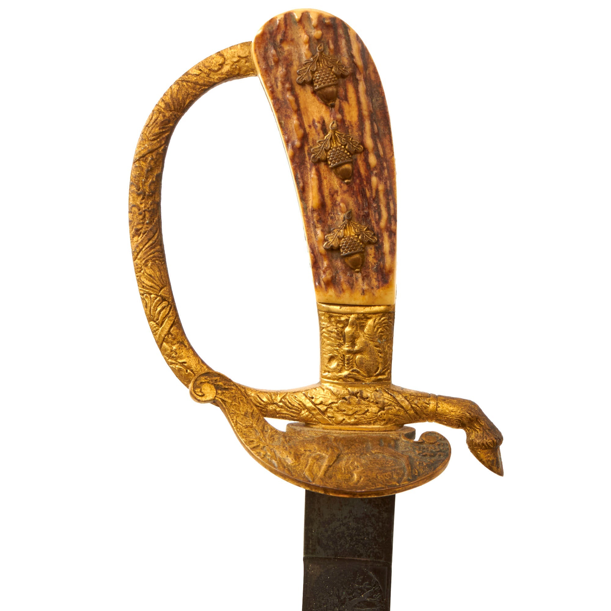 Original German WWII Hirschfänger Bone Handle Forestry Dress Cutlass b ...