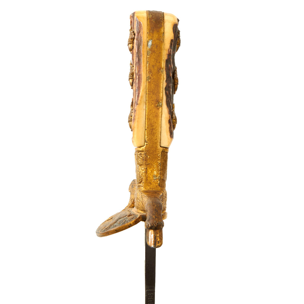 Original German WWII Hirschfänger Bone Handle Forestry Dress Cutlass b ...