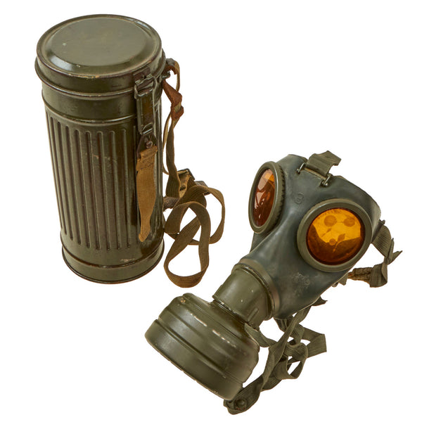 Original German WWII M38 Size 3 Gas Mask with Fe 37 Filter and Caniste ...