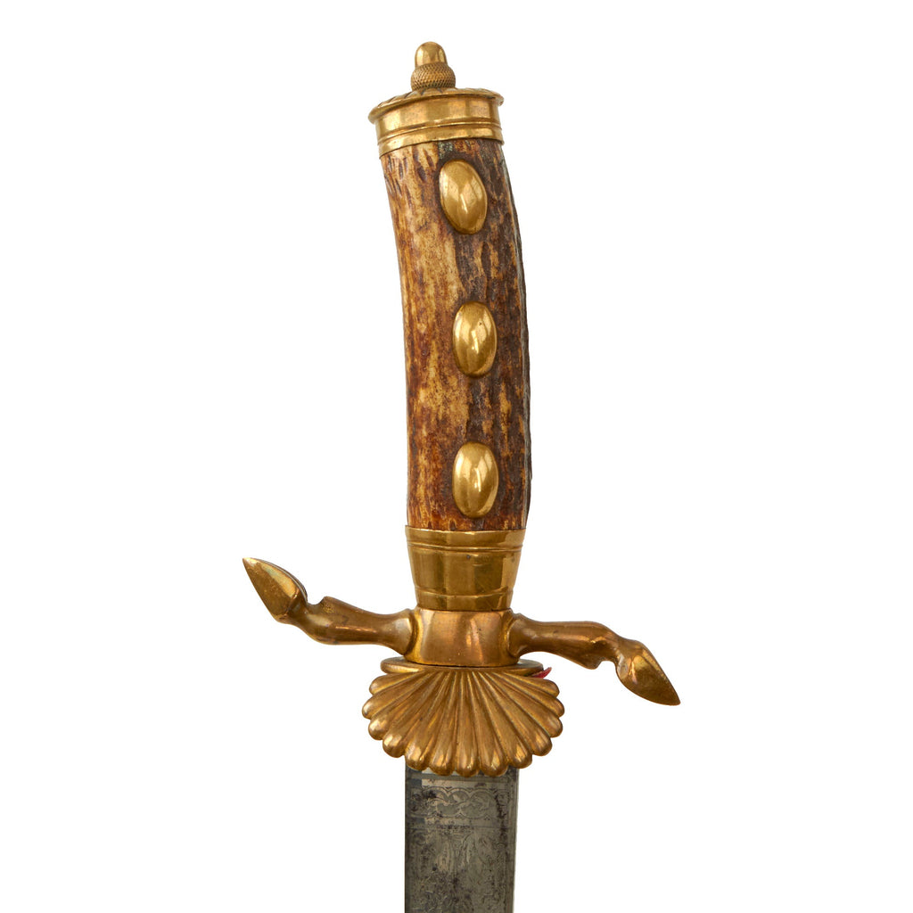 Original German WWI Era Hirschfänger Stag Handle Triple Etched Hunting ...