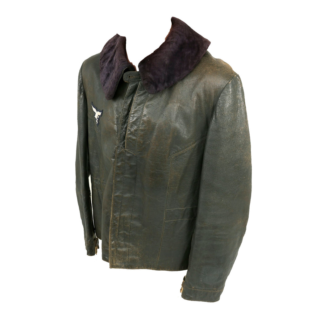 Original German WWII Luftwaffe Pilot's Blue Gray Leather Flight Jacket ...