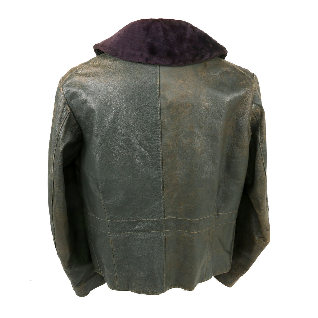 Original German WWII Luftwaffe Pilot's Blue Gray Leather Flight Jacket ...