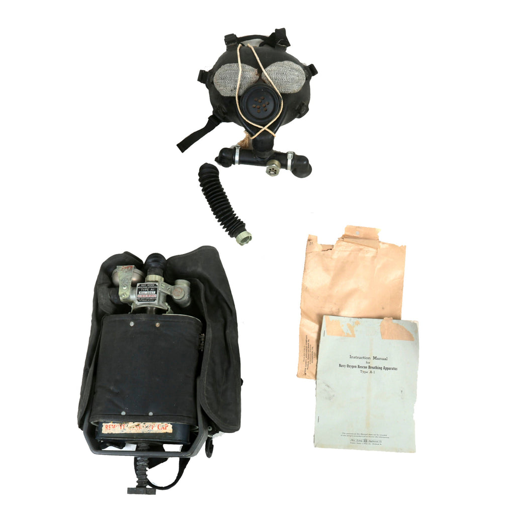 Original U.S. WWII Navy Oxygen Breathing Rescue Apparatus Type A-1 wit ...