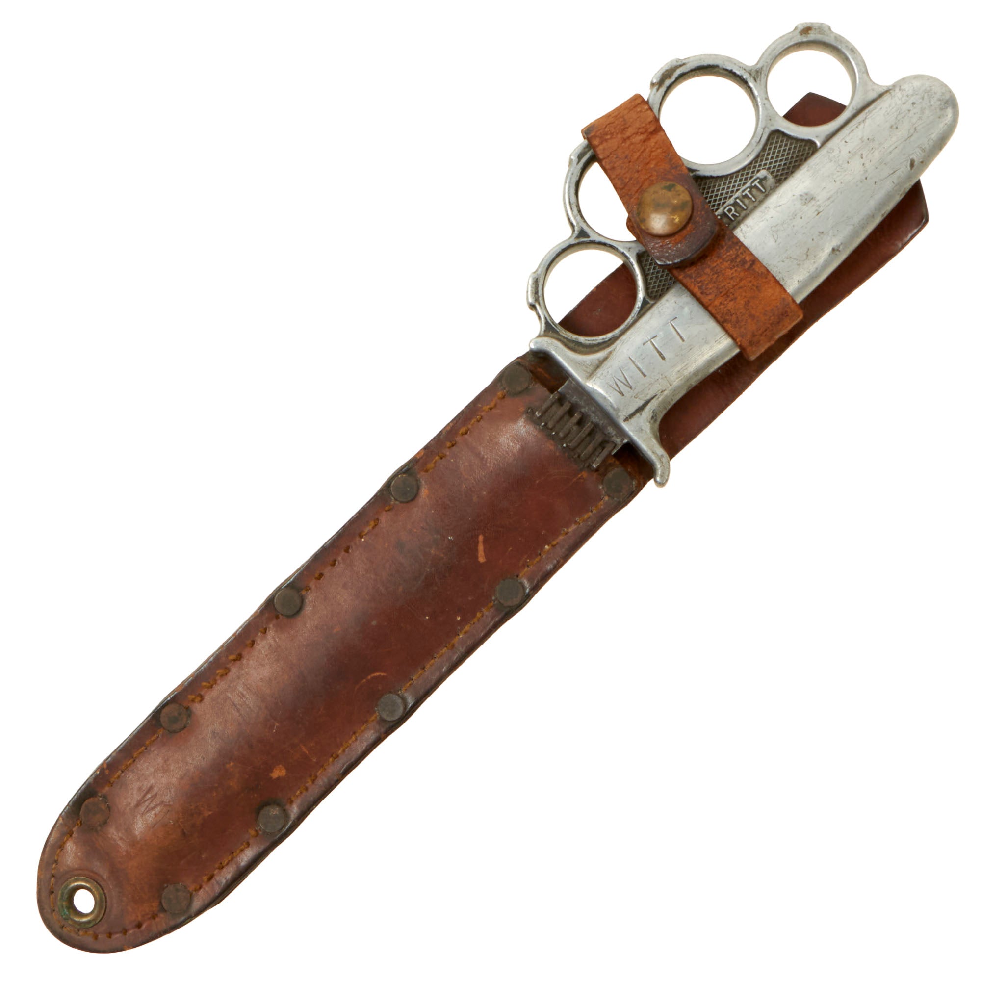 Original U.S. WWII Rare Named Everitt Green Handle Knuckle Fighting Kn ...