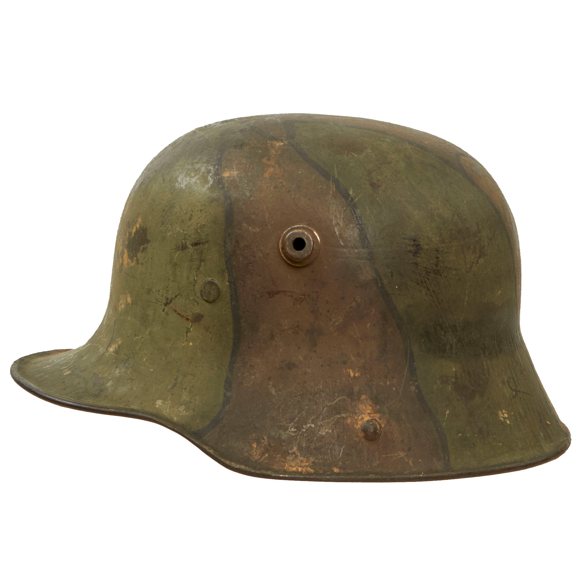 Original German WWI M16 Stahlhelm Helmet with Panel Camouflage Paint ...
