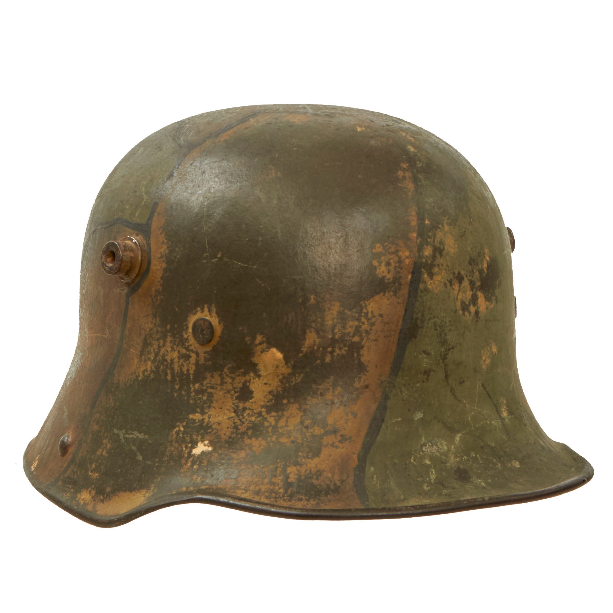 Original German WWI M16 Stahlhelm Helmet with Panel Camouflage Paint ...