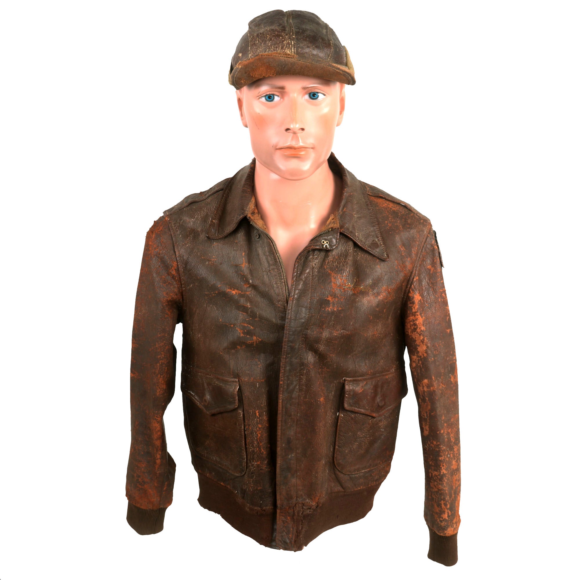 Original U.S. WWII B-17 My Devotion Painted A-2 Jacket and B-2 Hat Nam ...