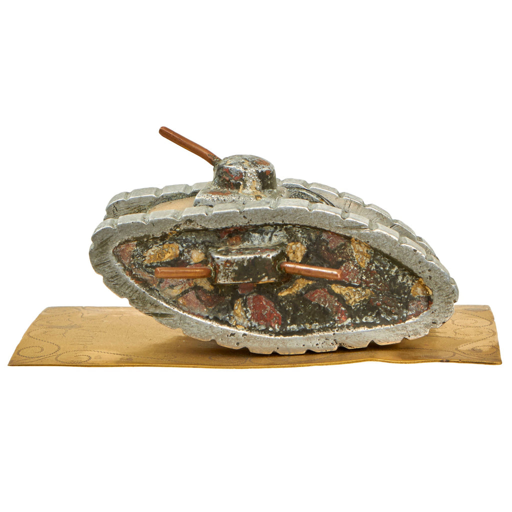 Original British WWI Trench Art Mk V Tank Brass Model with Inscribed ...