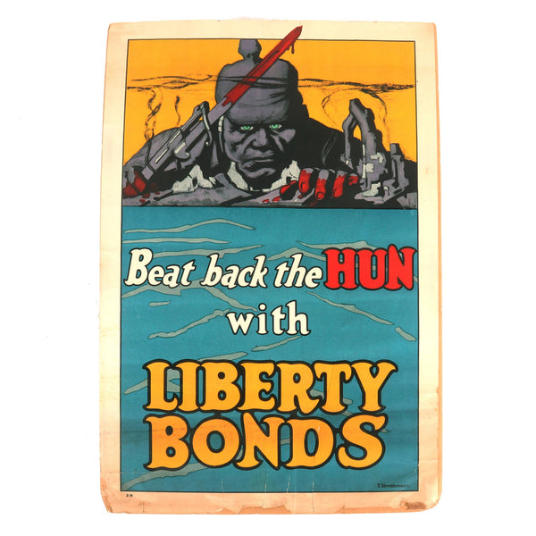 Original U.S. WWI Liberty Bonds “Beat Back The Hun” Poster With Artwor ...