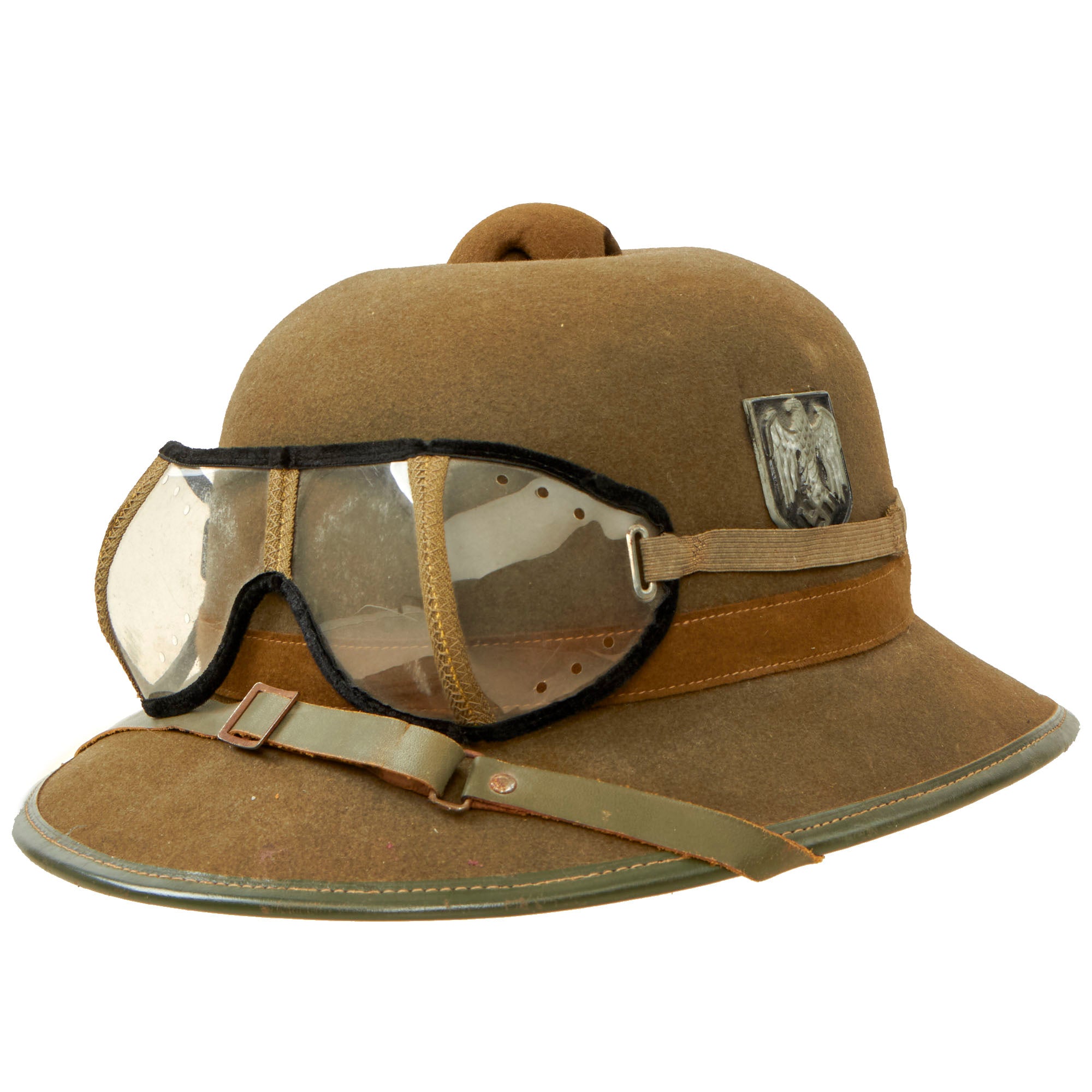 Original German WWII 1942 dated 2nd Model Afrikakorps DAK Sun Helmet b ...