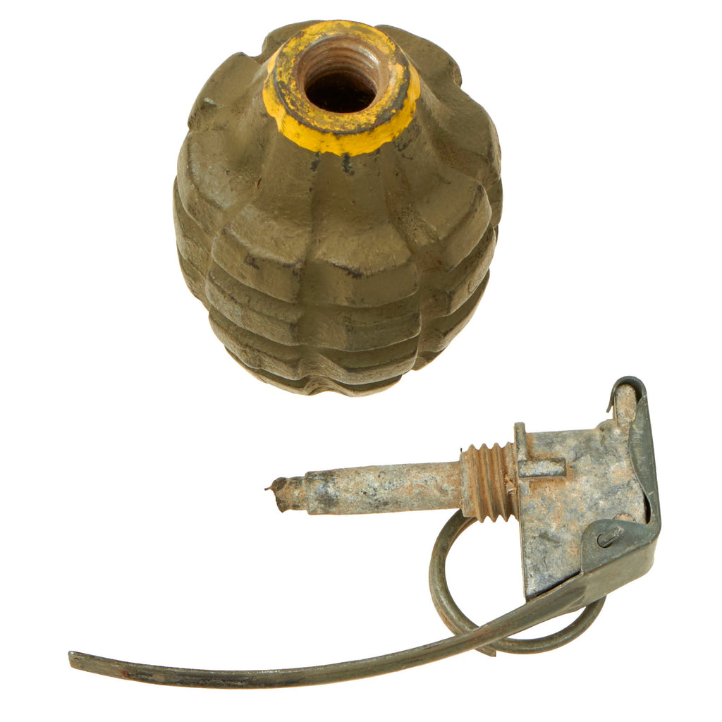 Original U.S. WWII Inert MkII Pineapple Practice Grenade with Yellow R ...