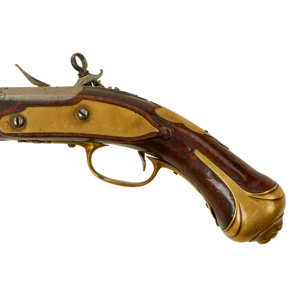 Original Italian Miquelet Lock Overcoat Pistol with Flame Figured Stoc ...