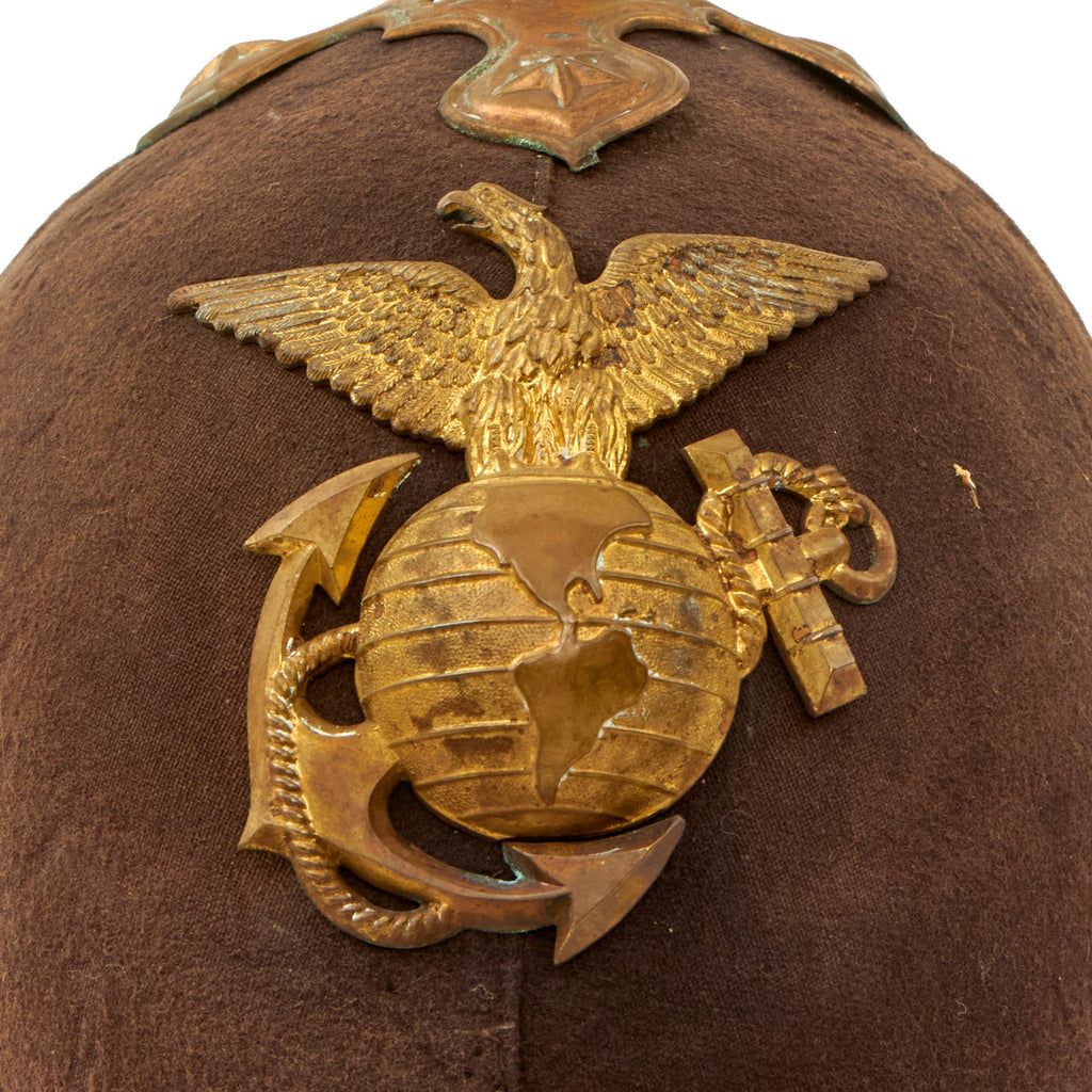 Original U.S. Marine Corps Model 1892 Officer's Dress Spiked Helmet Fi ...