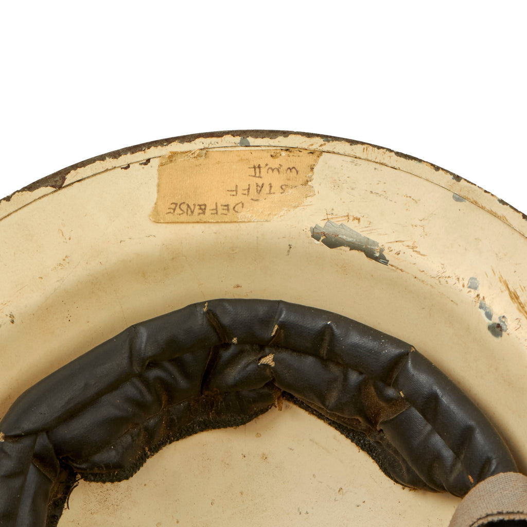 Original U.S. WWII M1917A1 Kelly Civil Defense Helmet with Liner & Chi ...