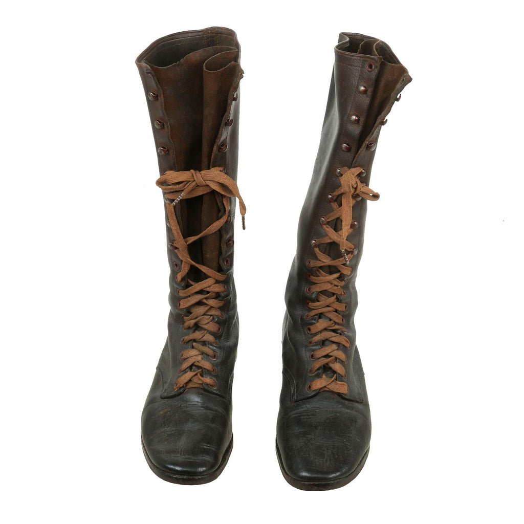 Original U.S. Era WWI Officer’s Tall Leather Boots with Intact Laces ...