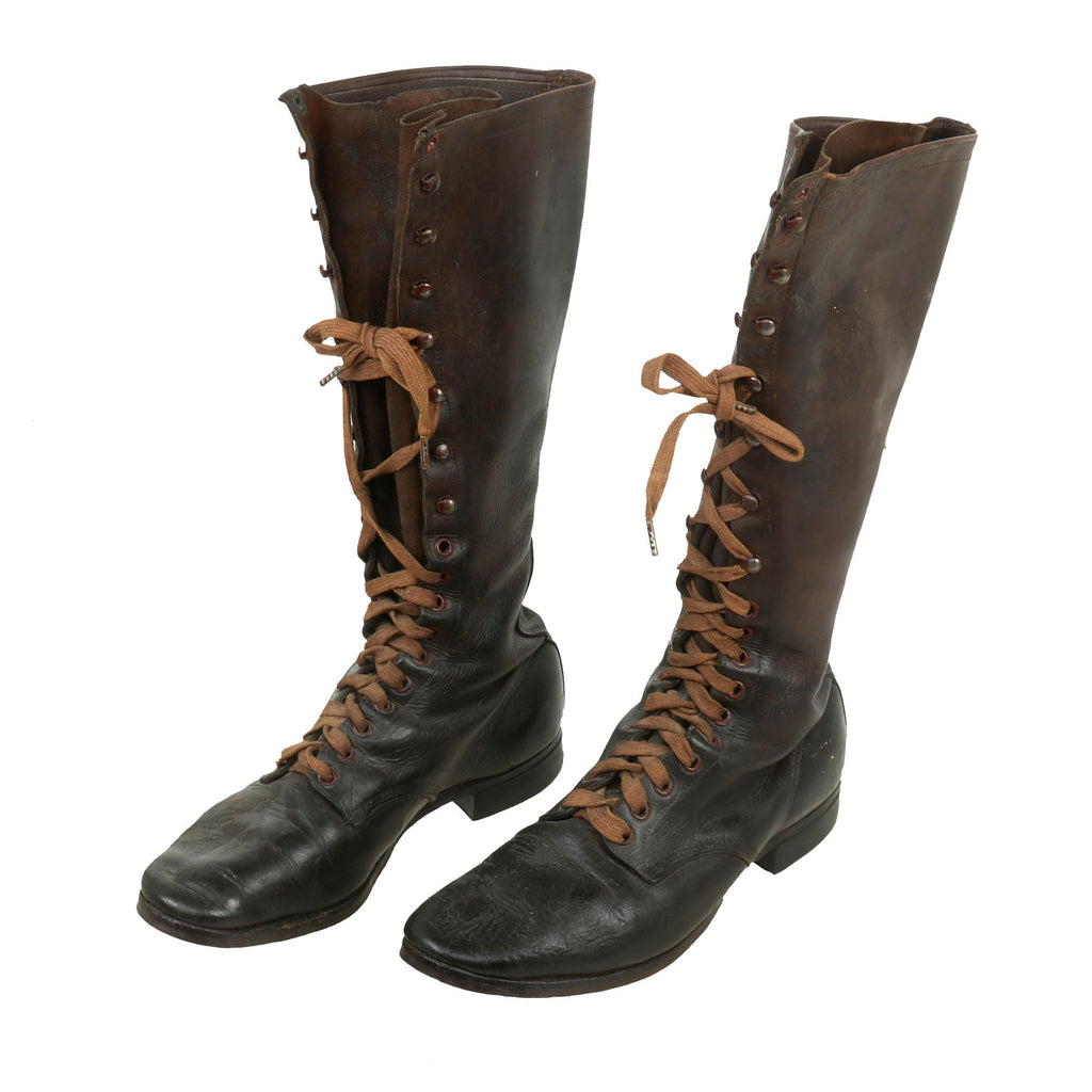Original U.S. Era WWI Officer’s Tall Leather Boots with Intact Laces ...