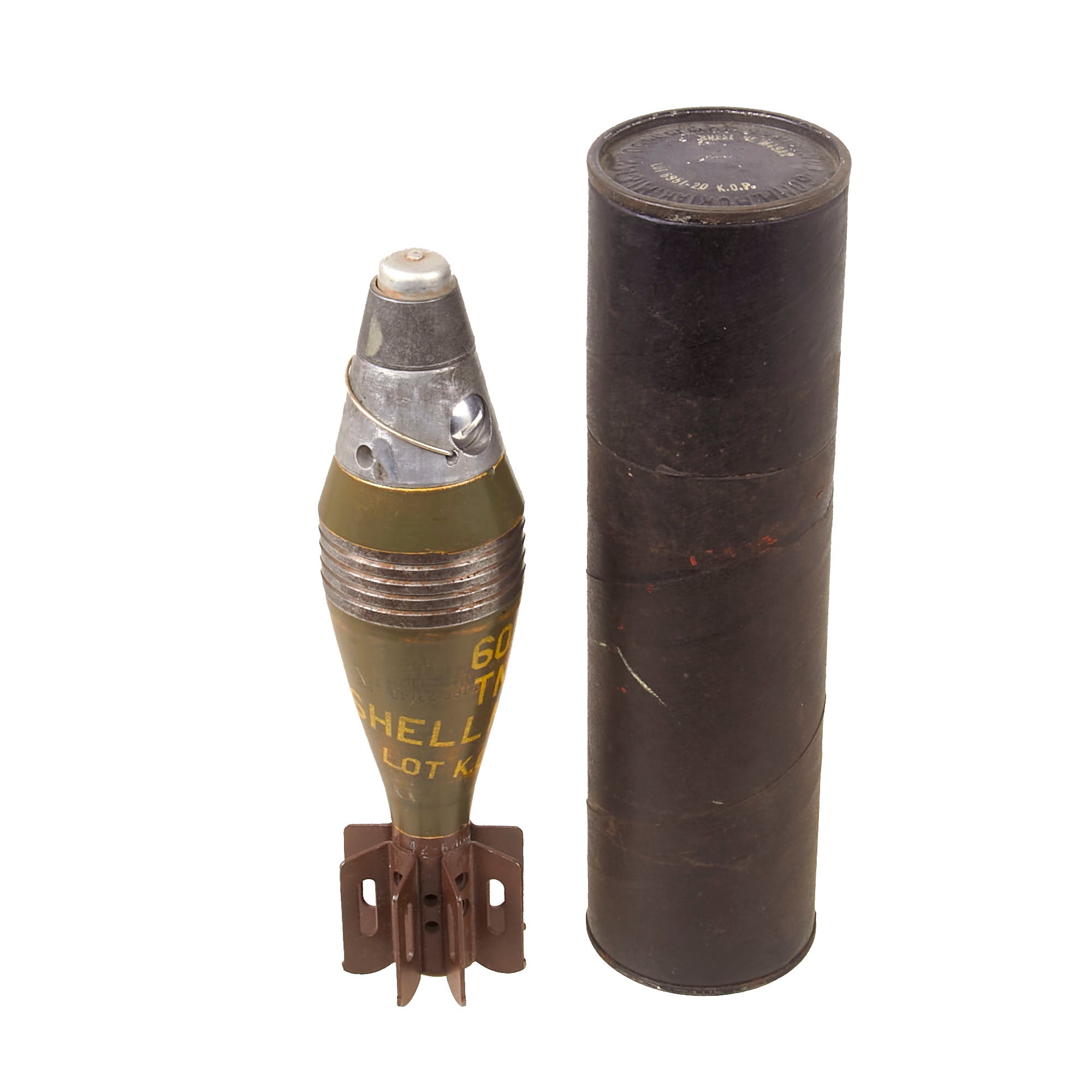 Original U.S. WWII 1941 Dated M49A2 60mm Deactivated Mortar Round with ...