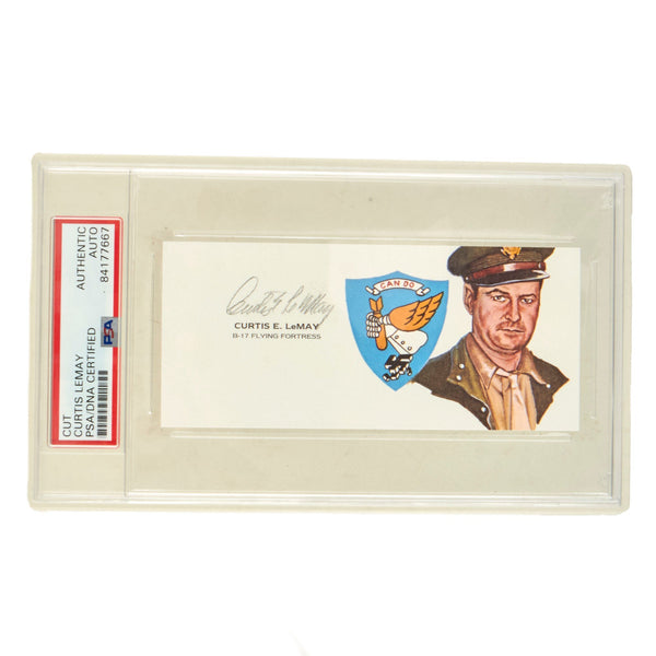 Original U.S. WWII General Curtis LeMay Signed Card in PSA Certified P ...