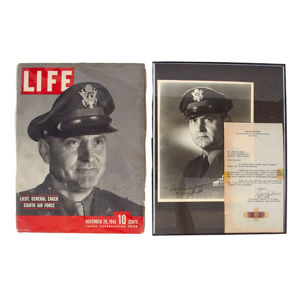 Original U.S. WWII Framed Signed Portrait of General Ira C. Eaker with ...