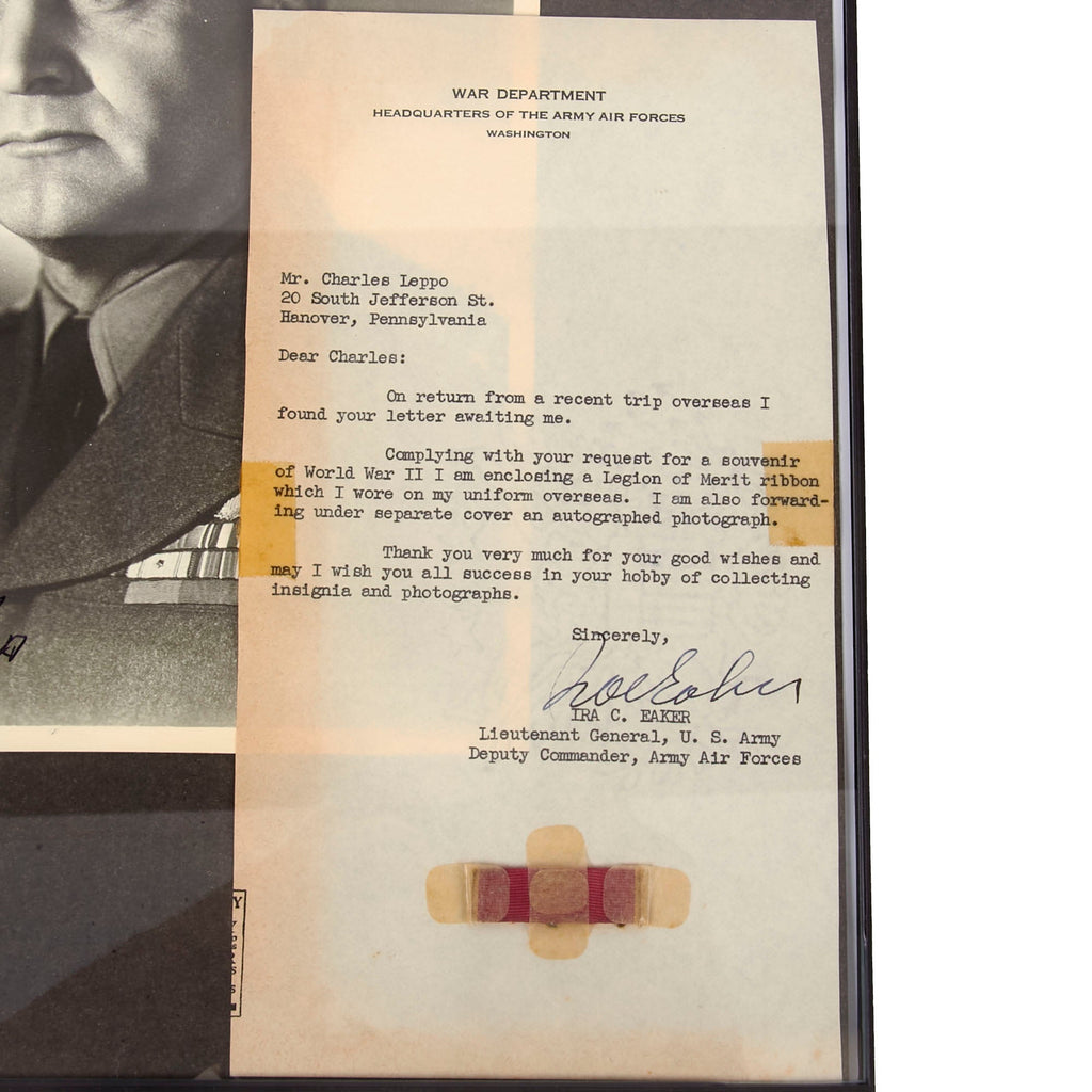 Original U.S. WWII Framed Signed Portrait of General Ira C. Eaker with – International Military ...