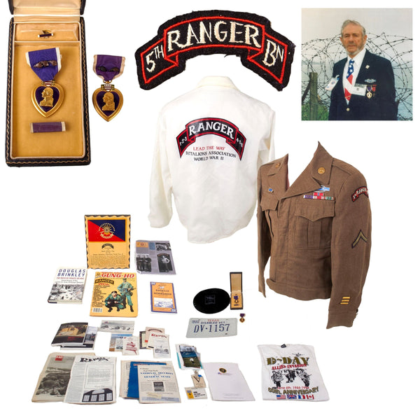 Original U.S. WWII 5th Ranger Battalion D-Day Uniform & Engraved Purpl ...
