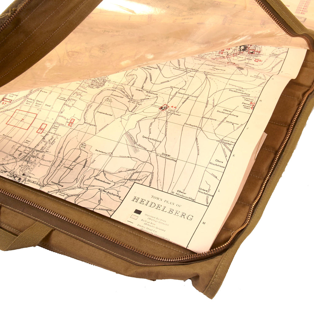 Original U.S. WWII Jeep Canvas Roll Map Case with Map of Heidelberg Sh ...