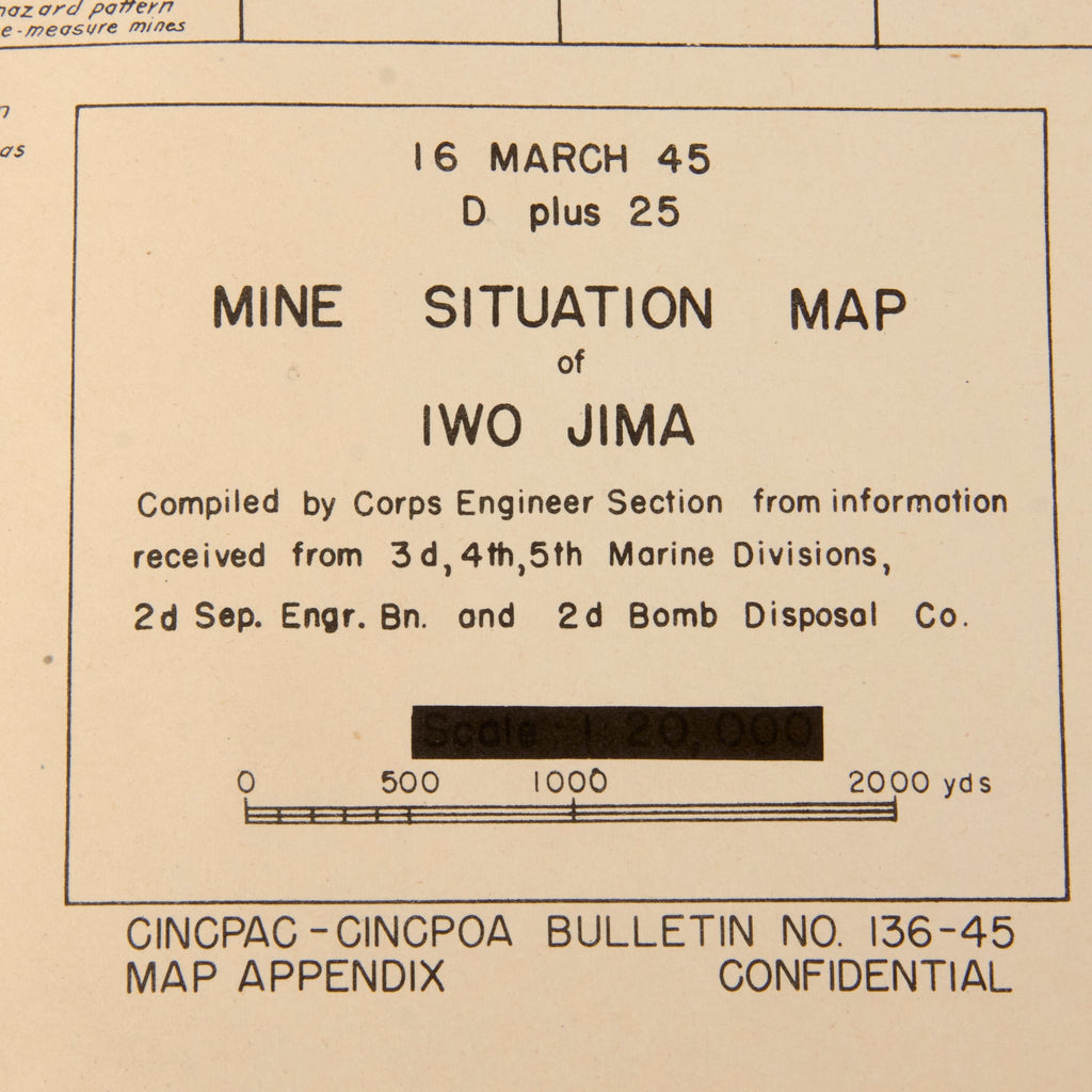 Original U.S. WWII USMC Battle of Iwo Jima “Mine Situation Map” Compil ...