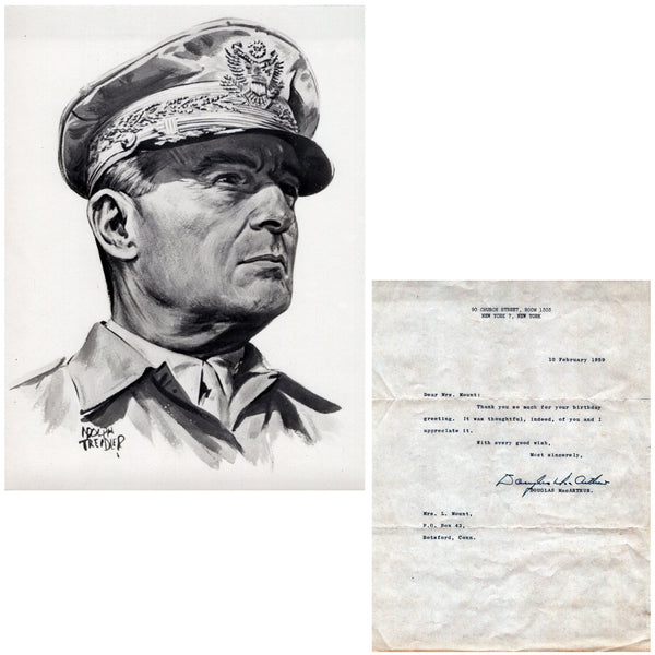 Original U.S. Post-WWII Douglas MacArthur Autopen Signature on 1959 Le ...
